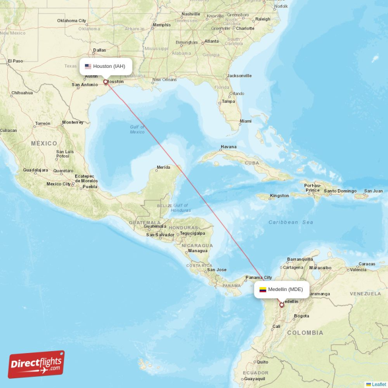 Direct flights from Houston to Medellin (IAH-MDE) - Directflights.com