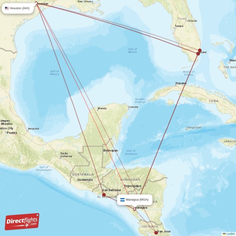 Direct flights from Houston to Managua, IAH to MGA non-stop ...