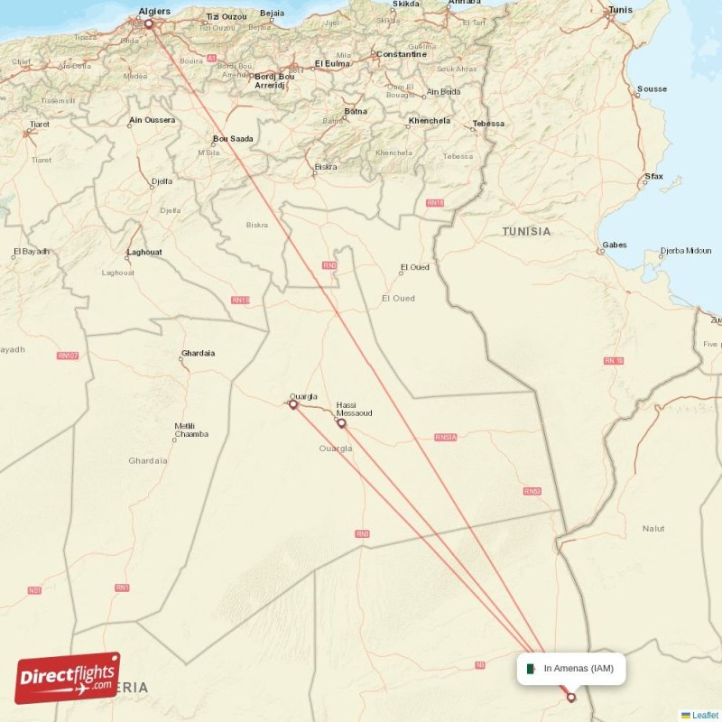 Direct flights from In Amenas - 2 destinations - IAM, Algeria ...