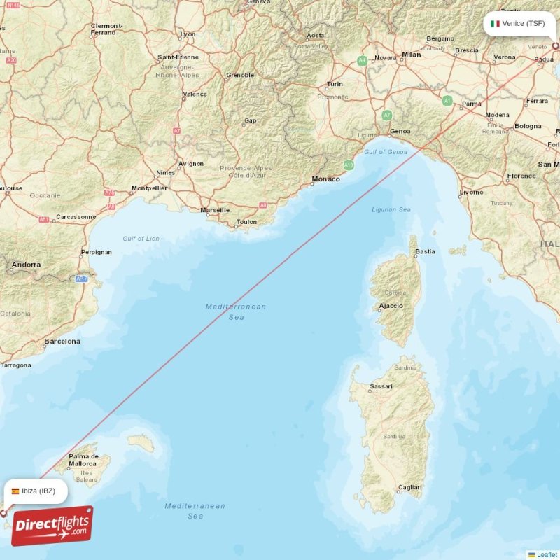 Direct flights from Ibiza to Venice, IBZ to TSF non-stop ...