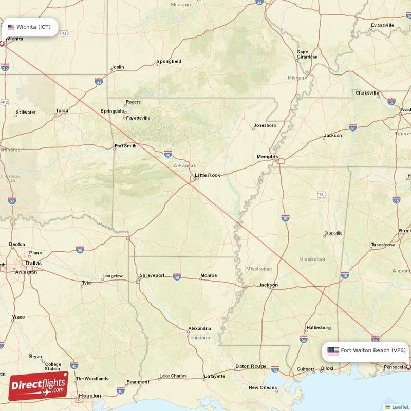 Direct flights from Wichita to Fort Walton Beach, ICT to VPS non-stop ...