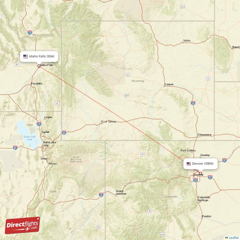 Direct flights from Idaho Falls to Denver, IDA to DEN non-stop - Directflights.com