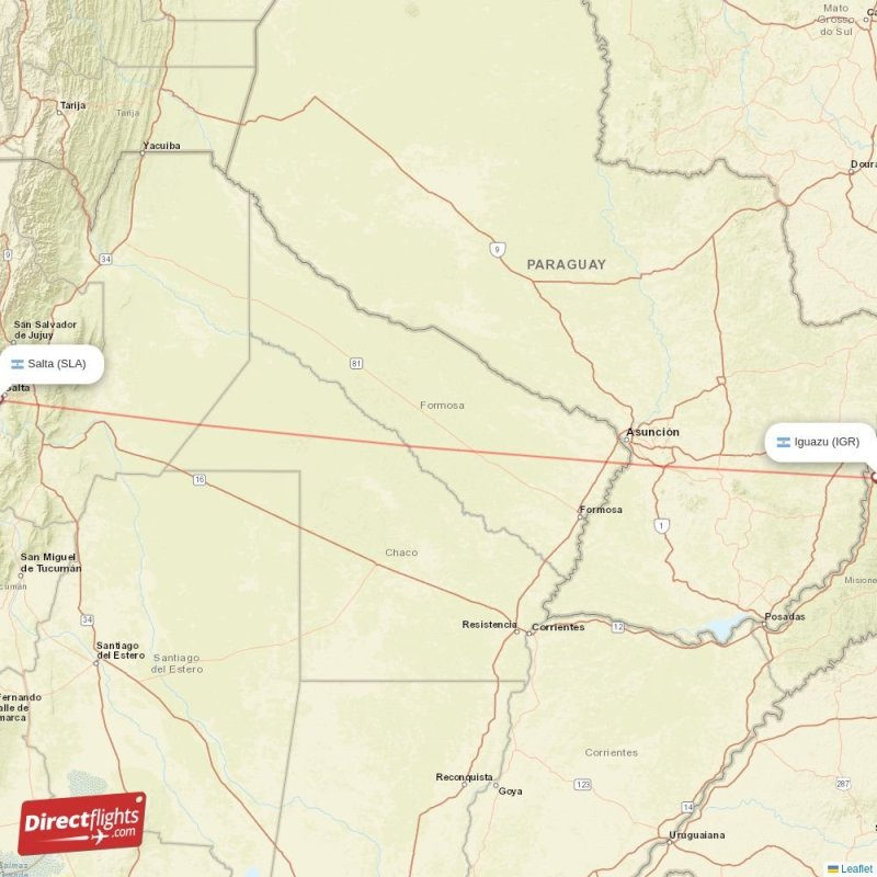Direct flights from Iguazu to Salta, IGR to SLA non-stop ...