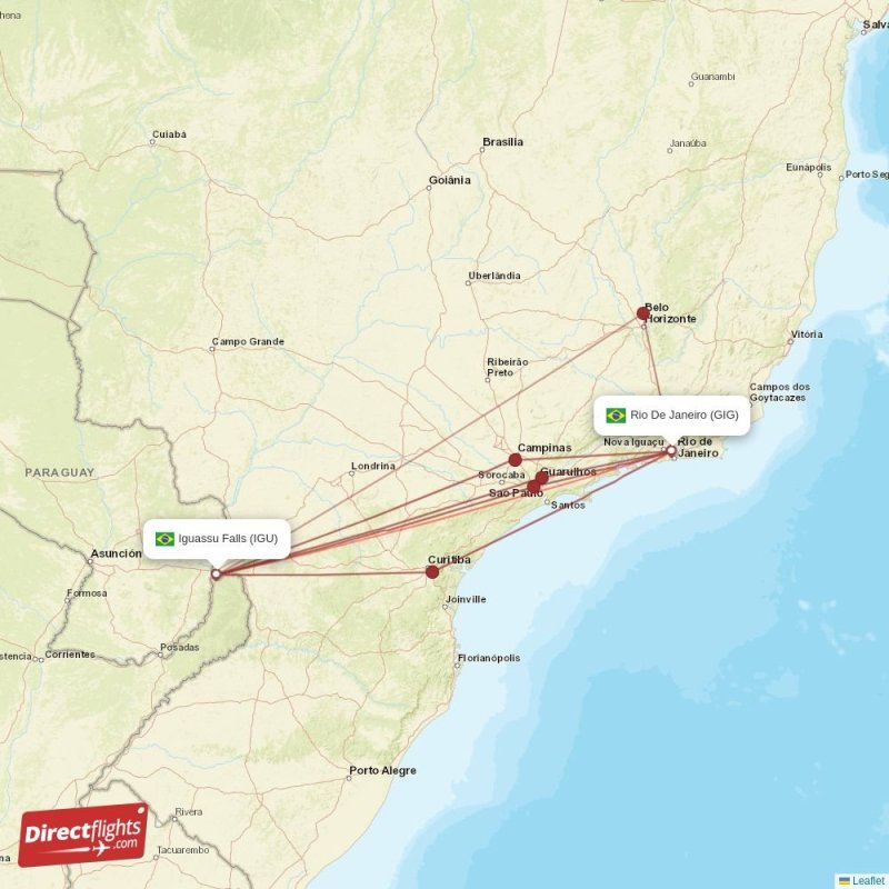 Direct flights from Iguassu Falls to Rio De Janeiro, IGU to GIG non ...