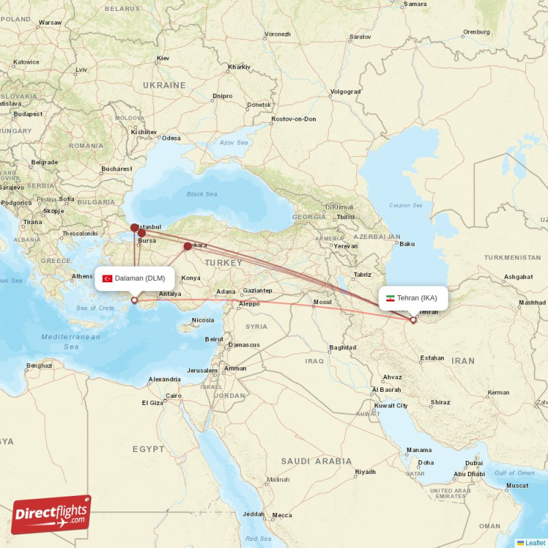 Direct flights from Tehran to Dalaman, IKA to DLM non-stop - Directflights.com