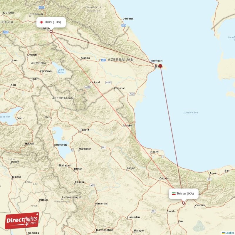 Direct flights from Tehran to Tbilisi, IKA to TBS non-stop ...