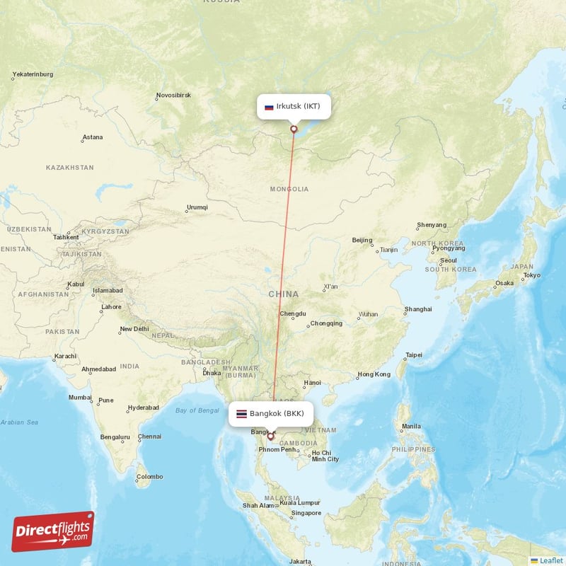 Direct flights from Irkutsk to Bangkok, IKT to BKK non-stop - Directflights.com