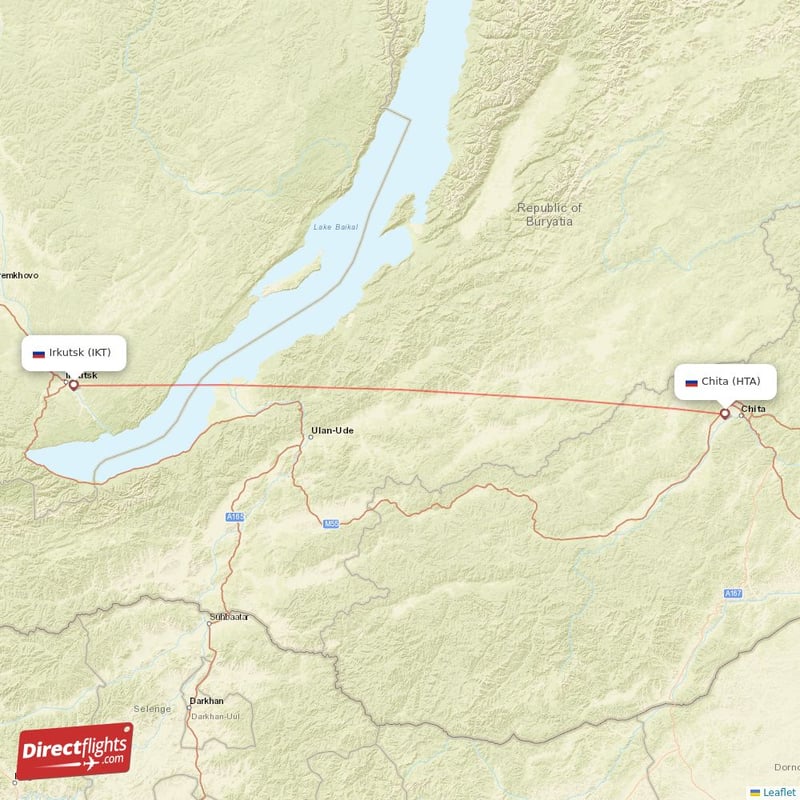 Direct flights from Irkutsk to Chita, IKT to HTA non-stop ...