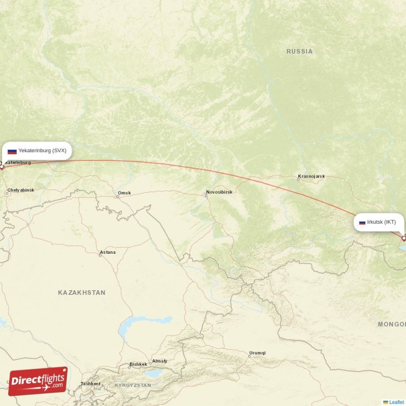 Direct flights from Irkutsk to Yekaterinburg, IKT to SVX non-stop ...