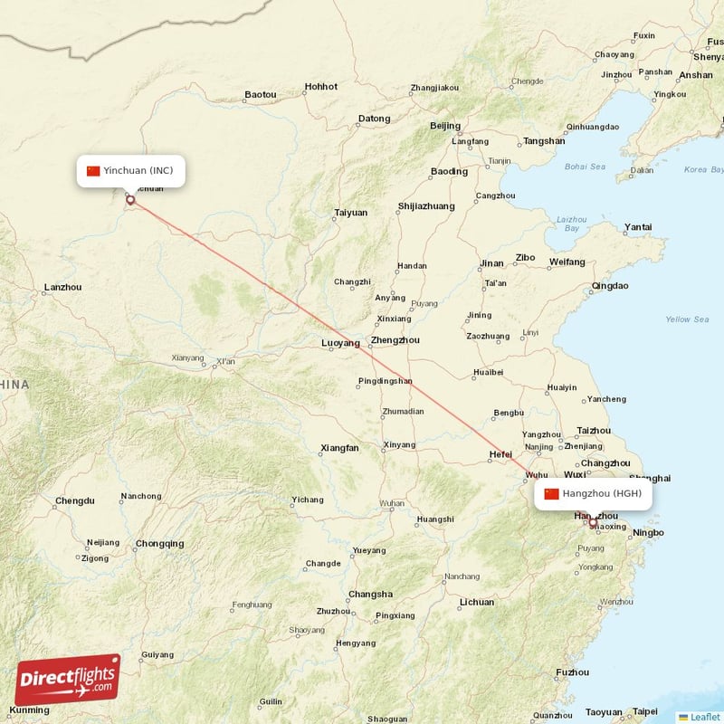 Direct flights from Yinchuan to Hangzhou, INC to HGH non-stop - Directflights.com