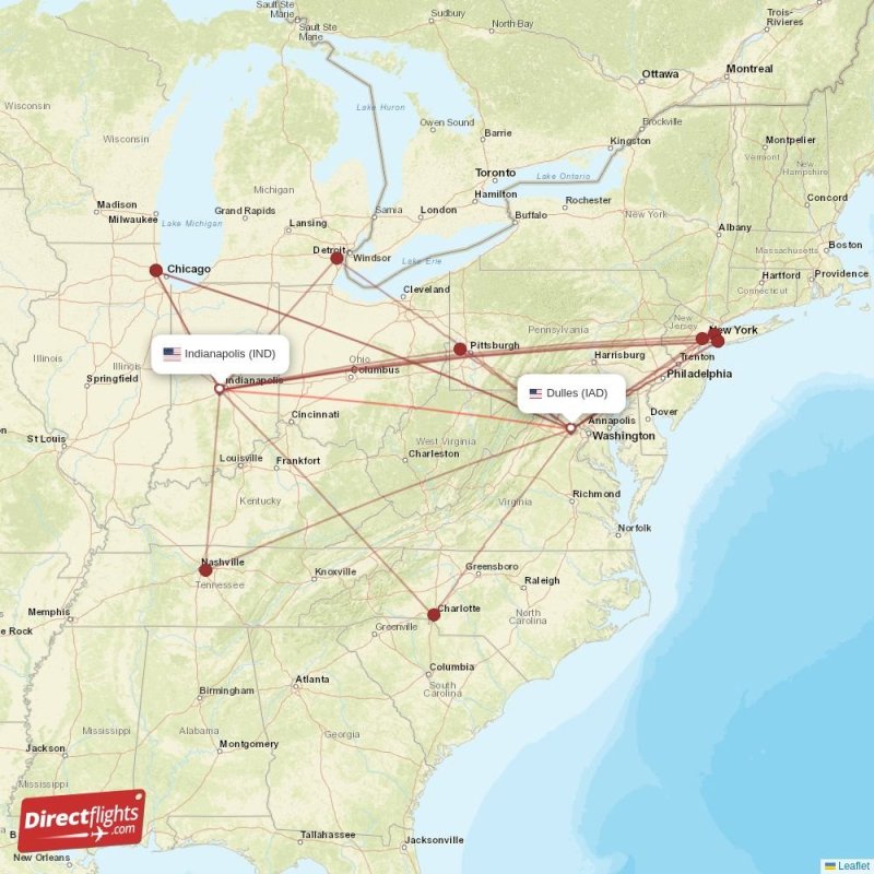 Direct flights from Indianapolis to Dulles, IND to IAD non-stop ...