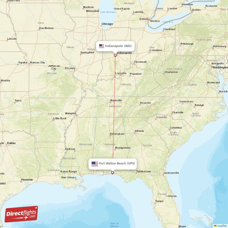 Direct flights from Indianapolis to Fort Walton Beach, IND to VPS non ...