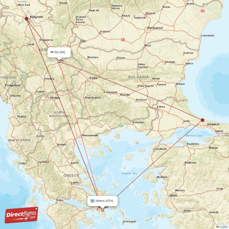 Direct flights from Nis to Athens, INI to ATH non-stop - Directflights.com