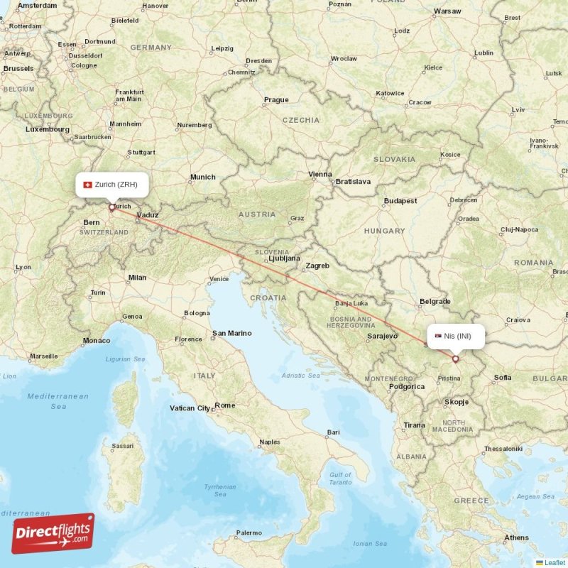 Direct flights from Nis to Zurich, INI to ZRH non-stop - Directflights.com