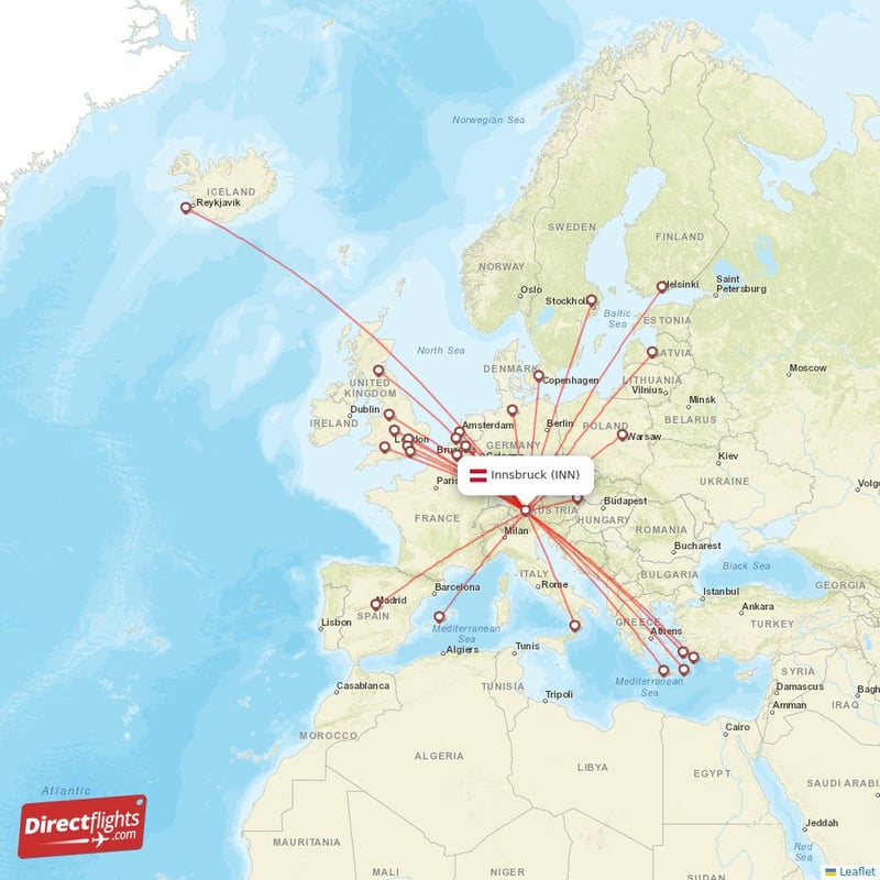 Direct flights from Innsbruck - 29 destinations - INN, Austria ...