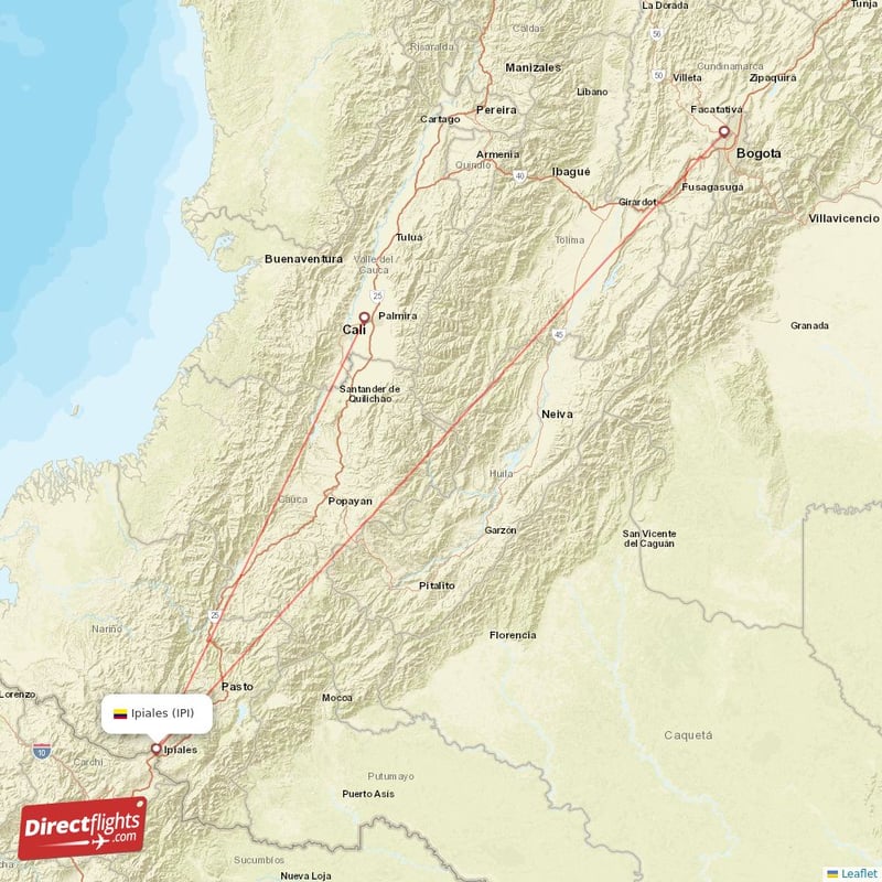 Direct flights from Ipiales - 2 destinations - IPI, Colombia ...