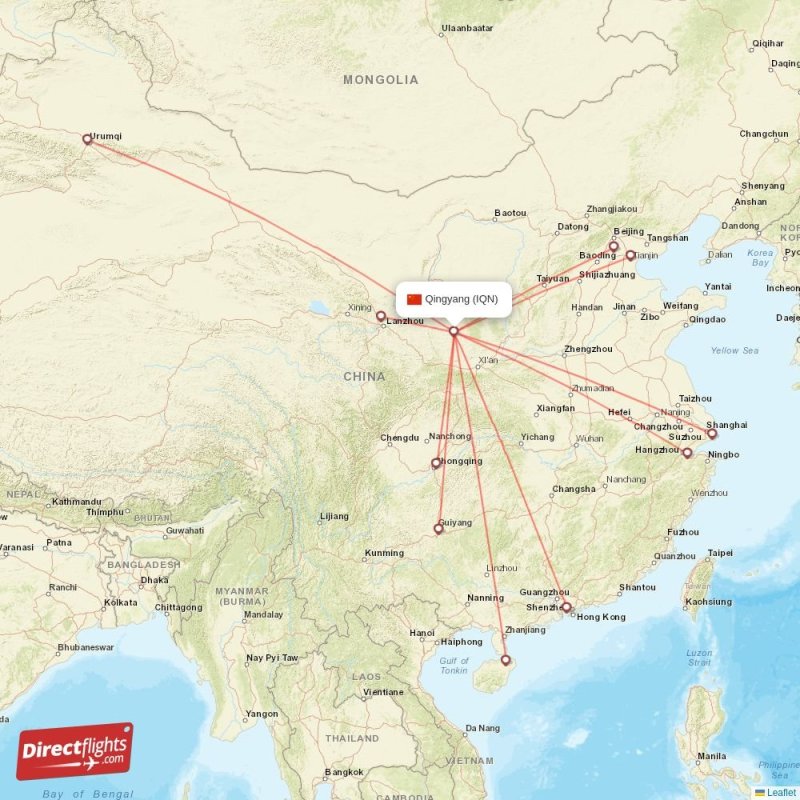 Direct flights to Qingyang - IQN, China - Directflights.com