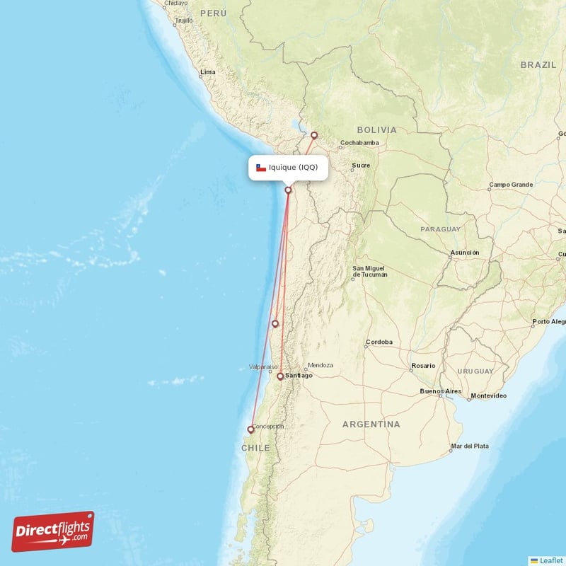 Direct flights from Iquique - 4 destinations - IQQ, Chile ...