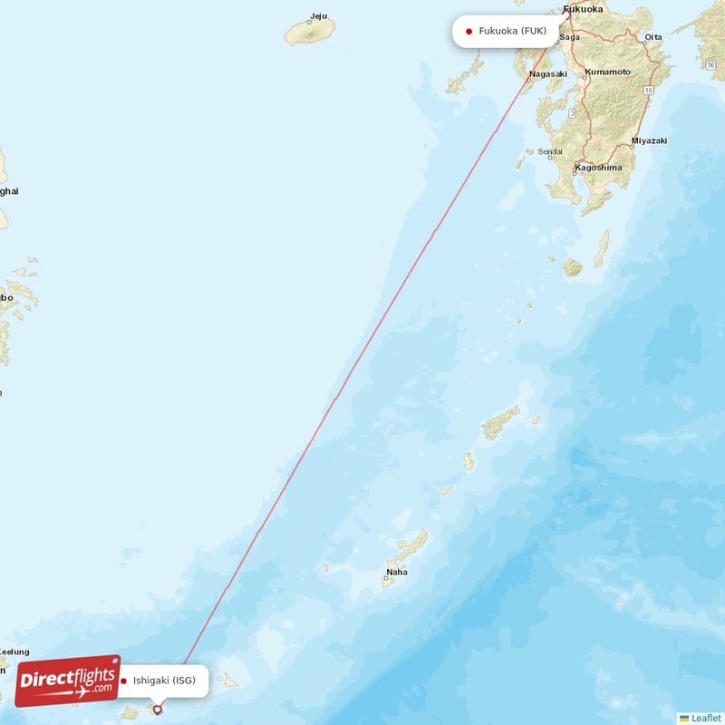 Direct flights from Ishigaki to Fukuoka, ISG to FUK non-stop - Directflights.com