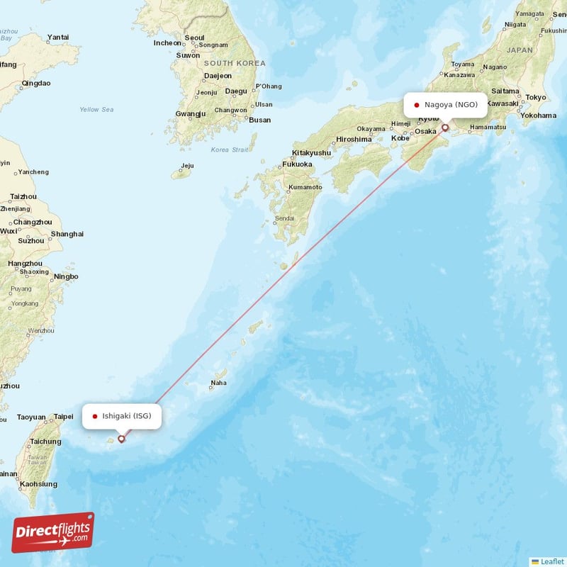 Direct flights from Ishigaki to Nagoya, ISG to NGO non-stop - Directflights.com