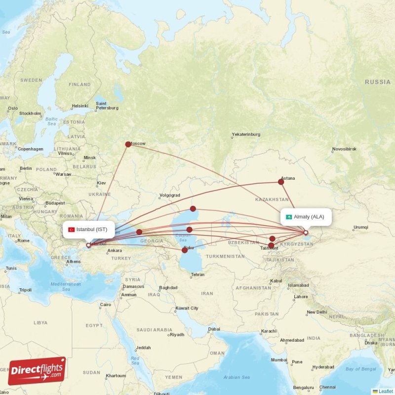 Direct flights from Istanbul to Almaty (IST-ALA) - Directflights.com