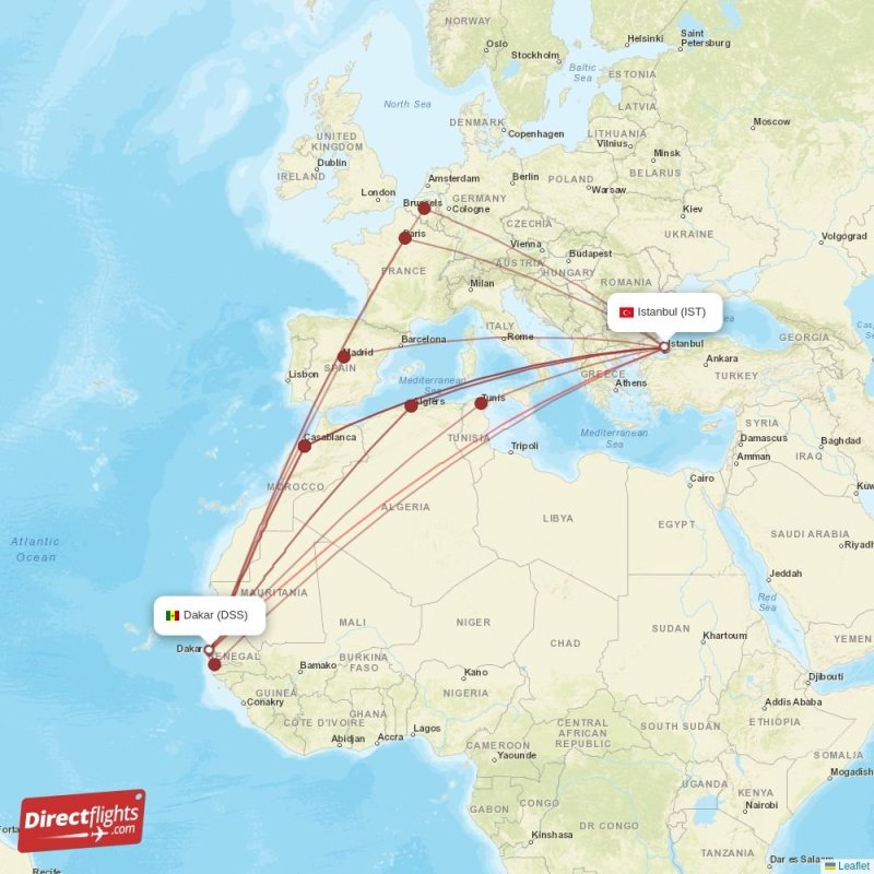 Direct flights from Istanbul to Dakar, IST to DSS non-stop ...