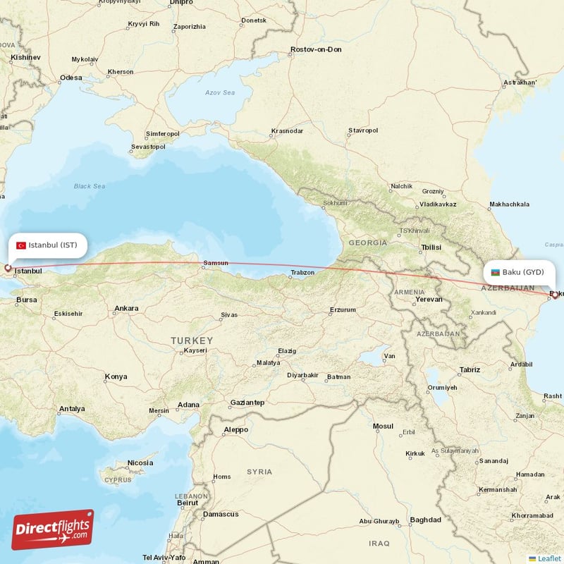 Direct flights from Istanbul to Baku, IST to GYD non-stop - Directflights.com