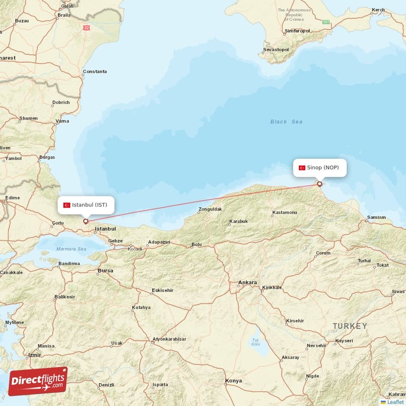 Direct flights from Istanbul to Sinop, IST to NOP non-stop - Directflights.com