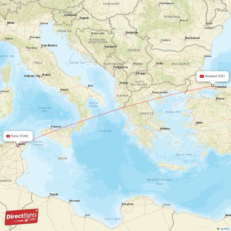 Direct flights from Istanbul to Tunis, IST to TUN non-stop - Directflights.com