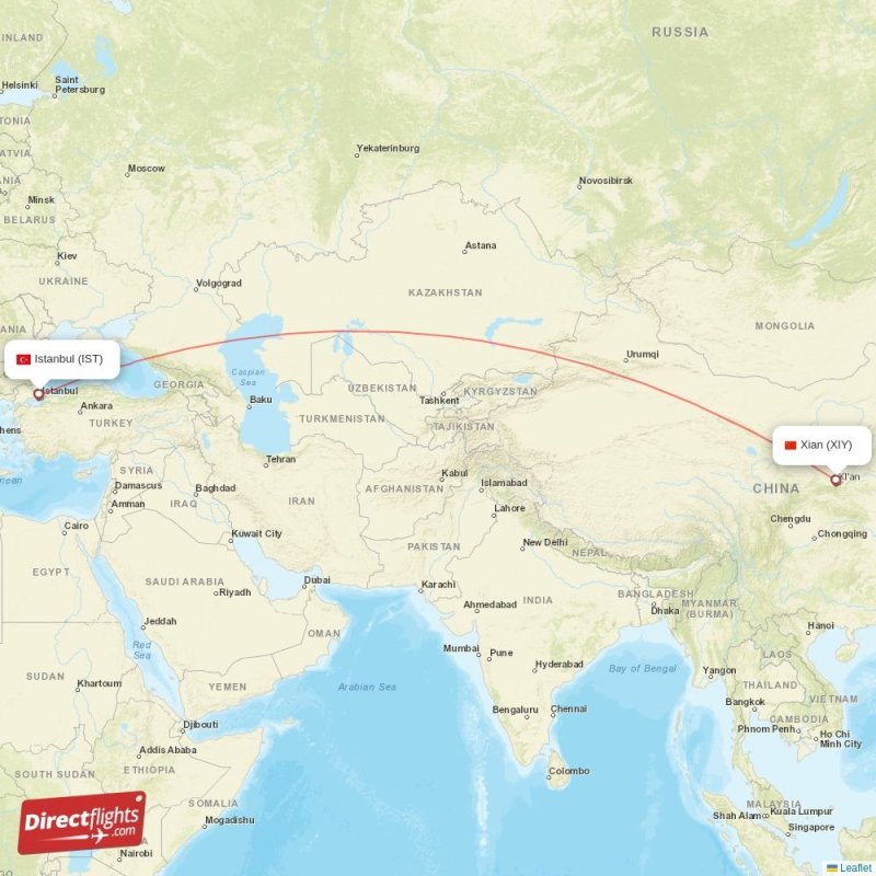 Direct flights from Istanbul to Xian, IST to XIY non-stop ...