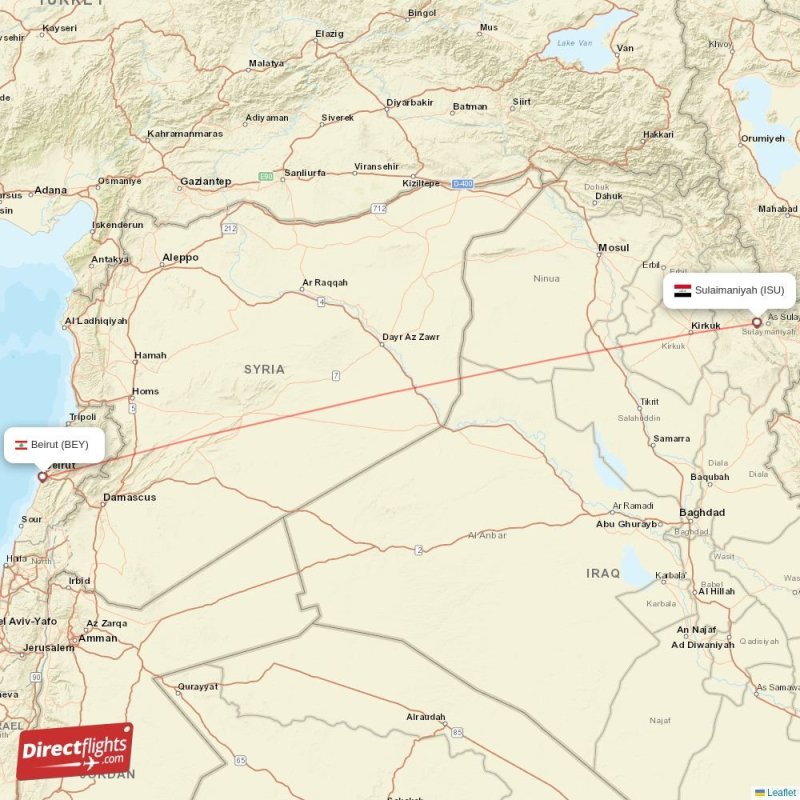 Direct flights from Sulaimaniyah to Beirut, ISU to BEY non-stop ...