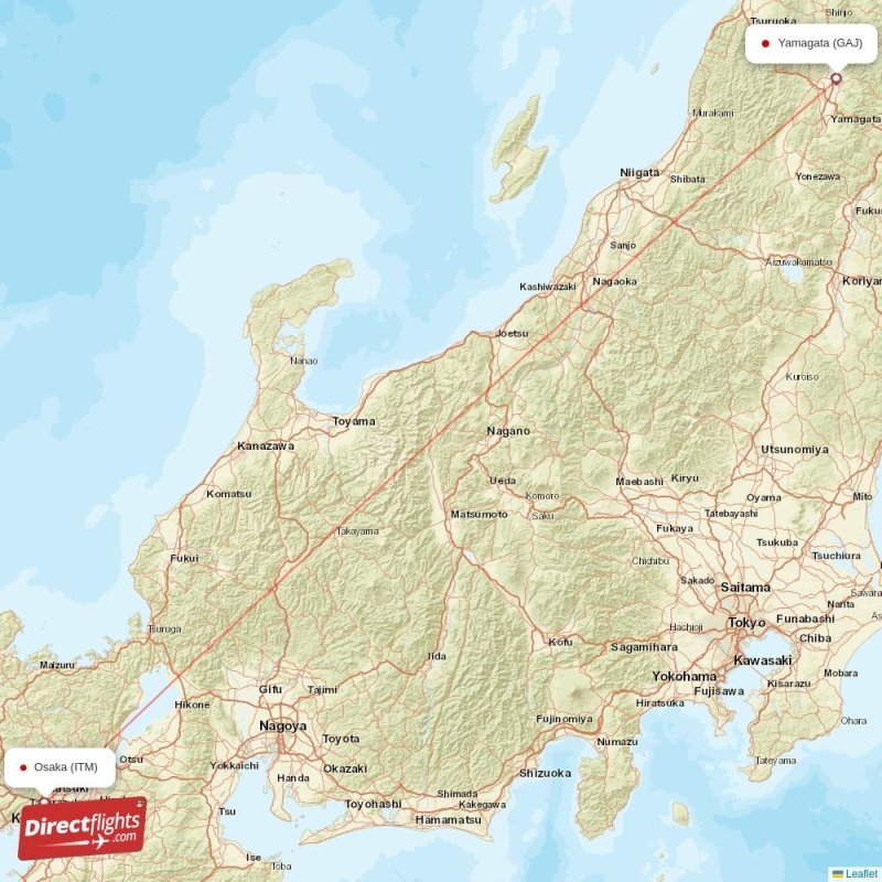 Direct flights from Osaka to Yamagata, ITM to GAJ non-stop ...