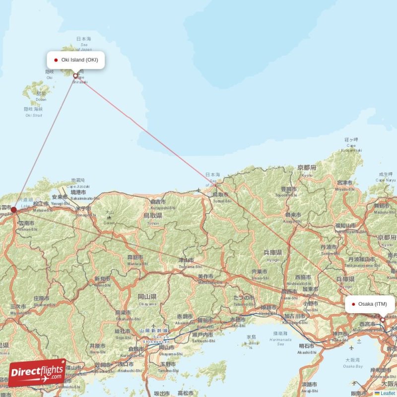Direct flights from Osaka to Oki Island, ITM to OKI non-stop ...