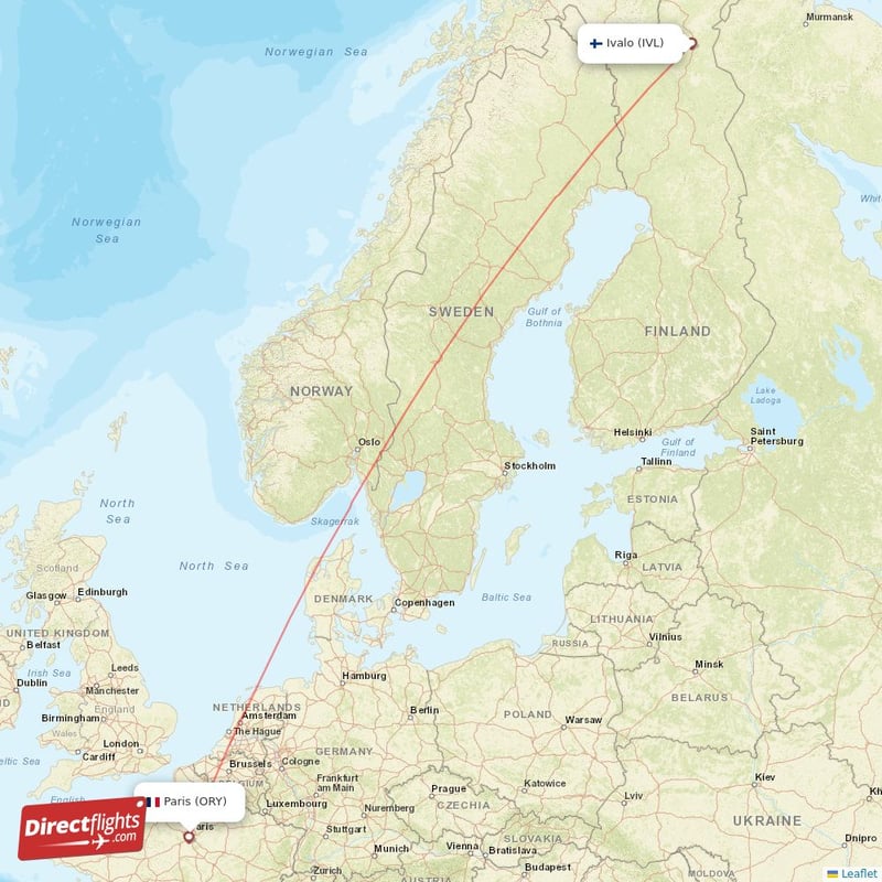 Direct flights from Ivalo to Paris, IVL to ORY non-stop - Directflights.com