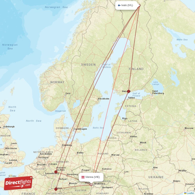 Direct flights from Ivalo to Vienna (IVL-VIE) - Directflights.com
