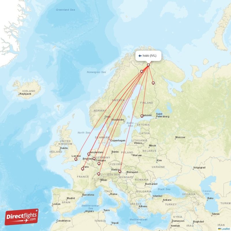 Direct flights from Ivalo - 11 destinations - IVL, Finland ...