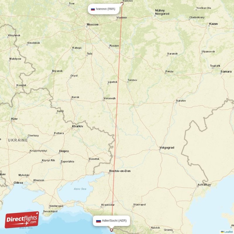 Direct flights from Ivanovo to Adler/Sochi, IWA to AER non-stop - Directflights.com