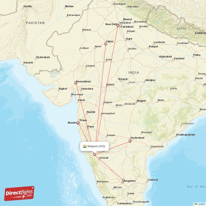 Direct flights from Belgaum - 6 destinations - IXG, India ...