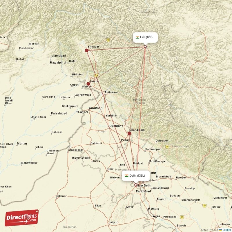 Direct flights from Leh to Delhi (IXL-DEL) - Directflights.com