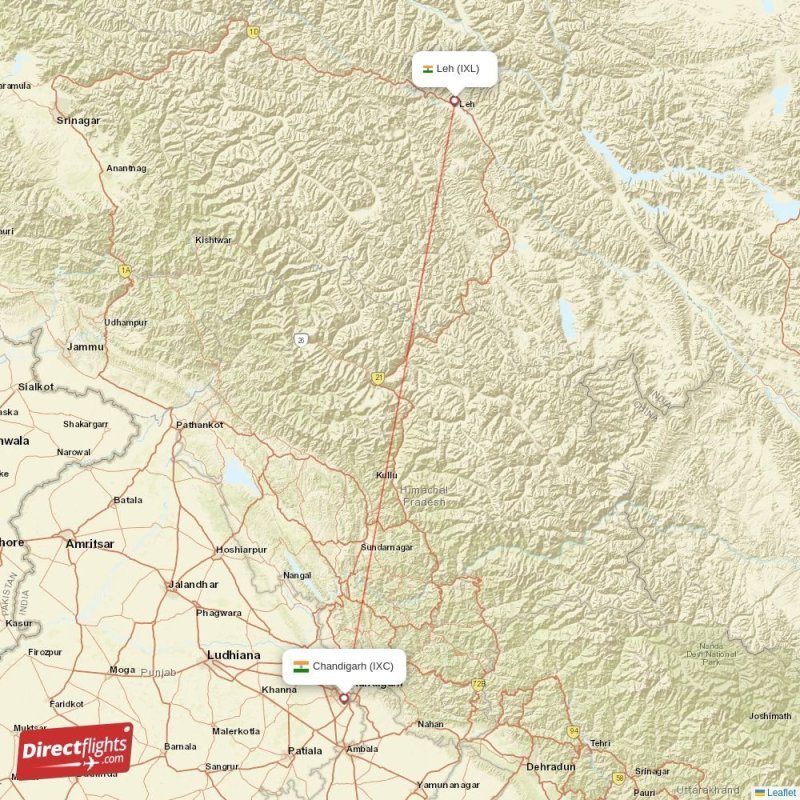 Direct flights from Leh to Chandigarh, IXL to IXC non-stop ...