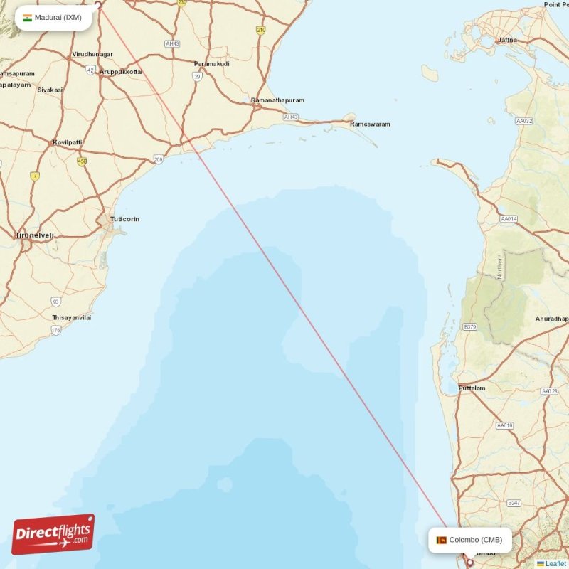 Direct flights from Madurai to Colombo (IXM-CMB) - Directflights.com