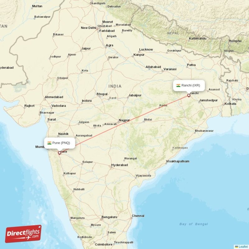Direct flights from Ranchi to Pune, IXR to PNQ non-stop - Directflights.com