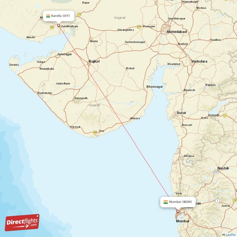 Direct flights from Kandla - 1 destinations - IXY, India ...