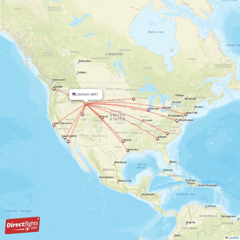 Direct flights from Jackson - 15 destinations - JAC, USA ...