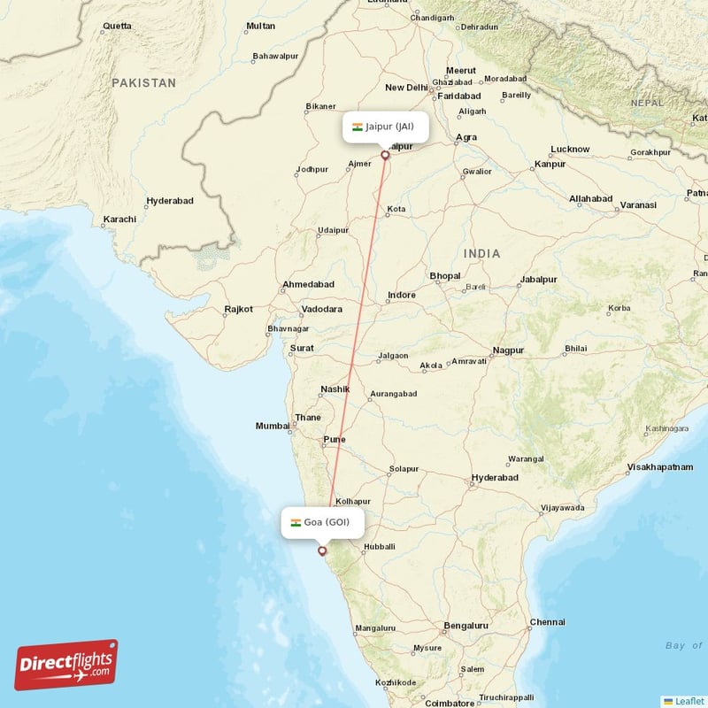 Direct flights from Jaipur to Goa, JAI to GOI non-stop - Directflights.com