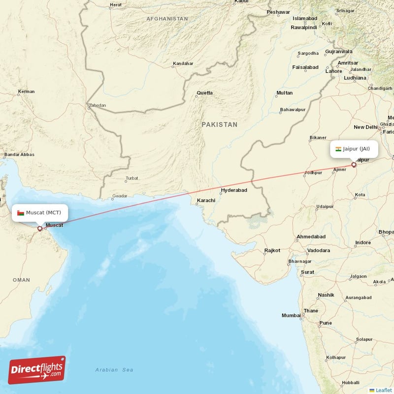 Direct flights from Jaipur to Muscat, JAI to MCT non-stop ...