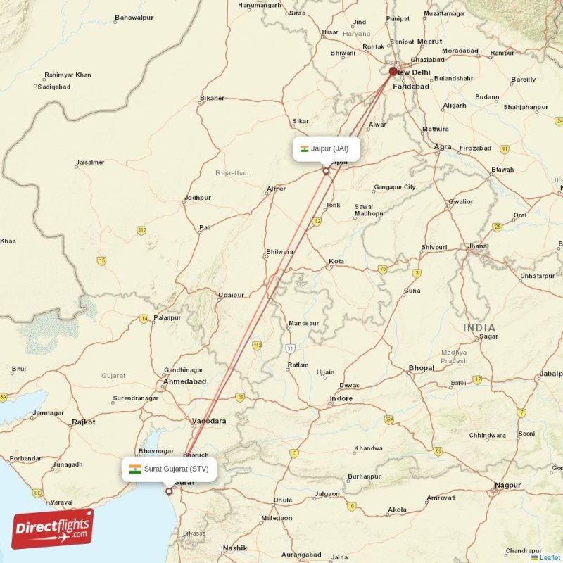 Direct flights from Jaipur to Surat Gujarat, JAI to STV non-stop ...