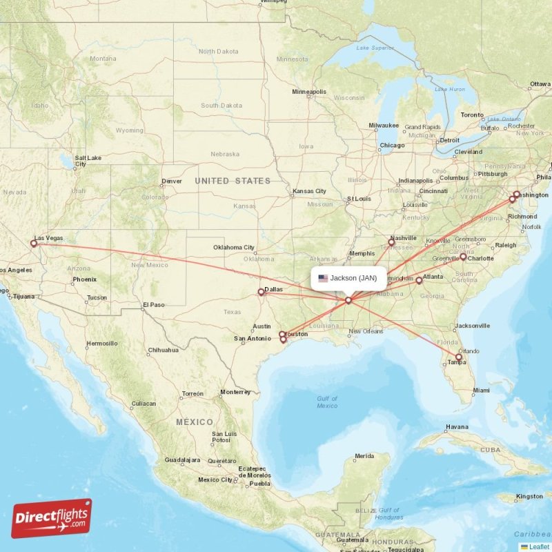 Direct flights to Jackson - JAN, USA - Directflights.com