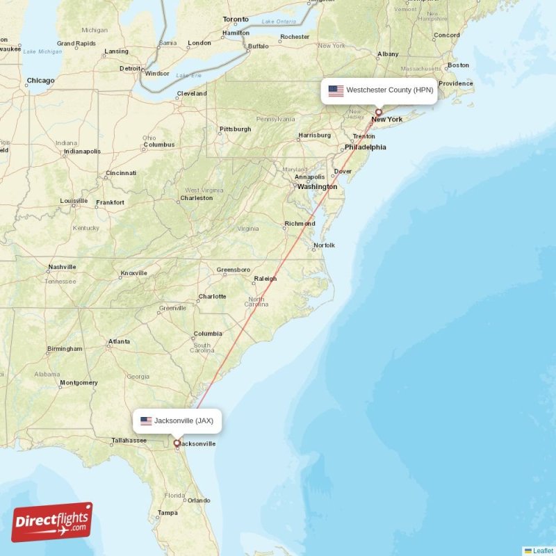 Direct flights from Jacksonville to Westchester County (JAX-HPN ...