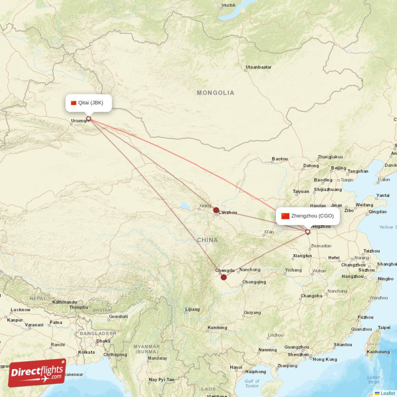 Direct flights from Qitai to Zhengzhou (JBK-CGO) - Directflights.com